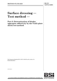 Surface dressing - Test method. Determination of binder aggregate ...