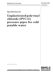 Specification for unplasticized polyvinyl chloride (PVC-U) pressure ...