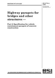 Parapets for vehicle containment on highways. Specification for ...