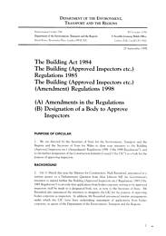 Building Act 1984. (A) Amendments in the regulations. (B) Designation ...