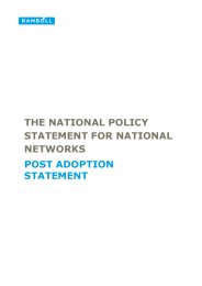 National policy statement for national networks - post adoption ...