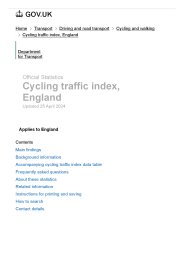 Cycling traffic index, England - The Construction Information Service
