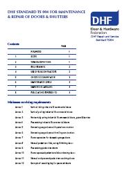 DHF standard for maintenance and repair of doors and shutters - The ...