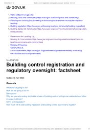 Guidance. Building control registration and regulatory oversight ...