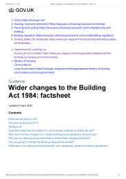 Guidance. Wider changes to the Building Act 1984 factsheet - The ...