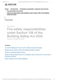 Guidance. Fire safety responsibilities under Section 156 of the ...