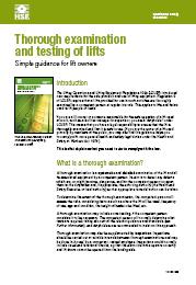 Thorough examination and testing of lifts - simple guidance for lift ...
