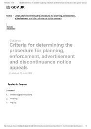 Criteria for determining the procedure for planning, enforcement ...