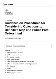 Guidance on procedures for considering objections to definitive map and ...