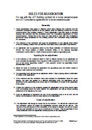 Rules for adjudication. For use with the JCT building contract for a ...