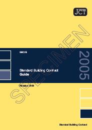 JCT standard building contract - guide. Revision 2009 - The Construction Information Service