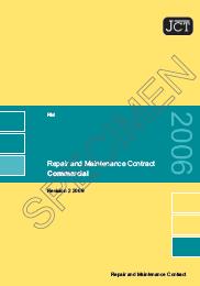JCT repair and maintenance contract - commercial. Revision 2 2009 - The ...
