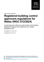 Registered building control approvers regulations for Wales - The ...